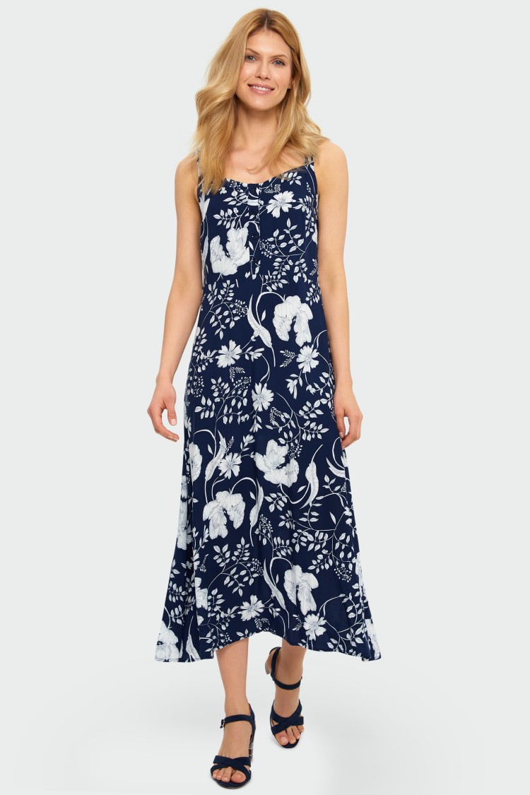 Sukienka na ramiączkach z nadrukiem w kwiaty